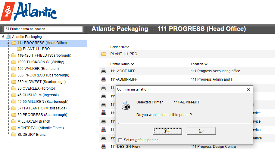 Adding a Printer Using PrinterLogic – Atlantic Packaging