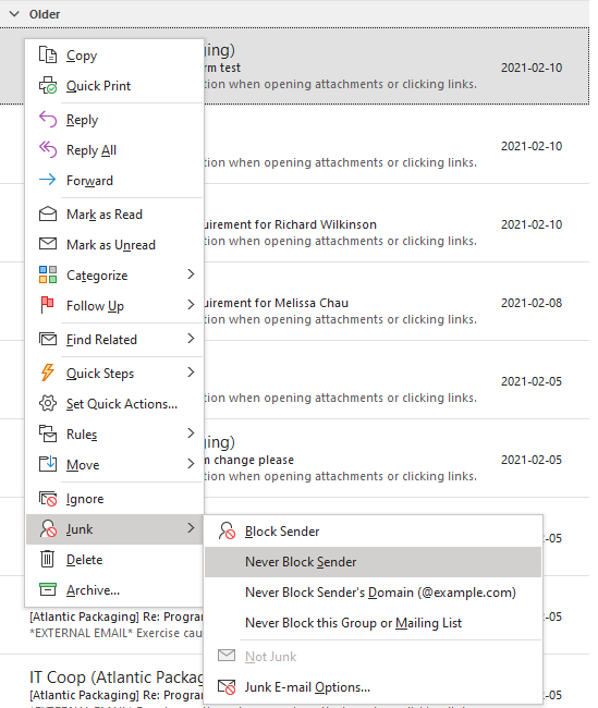 Outlook Junk Folder How To Disable Junk Filter Atlantic Packaging